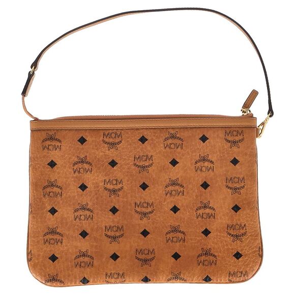 MCM | Bags | Mcm Visetos Monogram Pouch Bag In Brown Leather | Poshmark